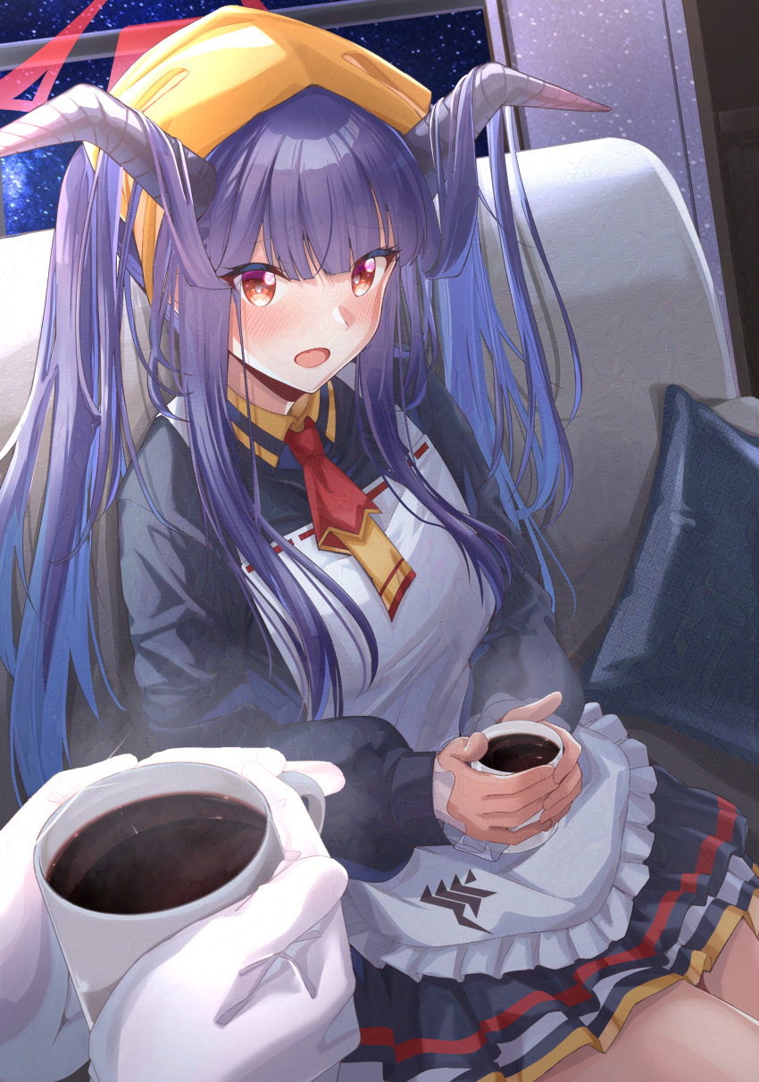 Safebooru - 1girl 1other absurdres adversarial noise apron backlighting black dress black hair ...