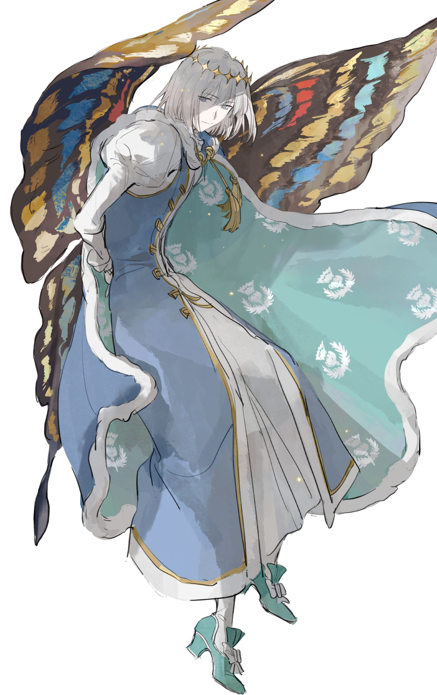 Safebooru - 1boy absurdres blue cape blue eyes butterfly wings cape crown diamond hairband fate ...