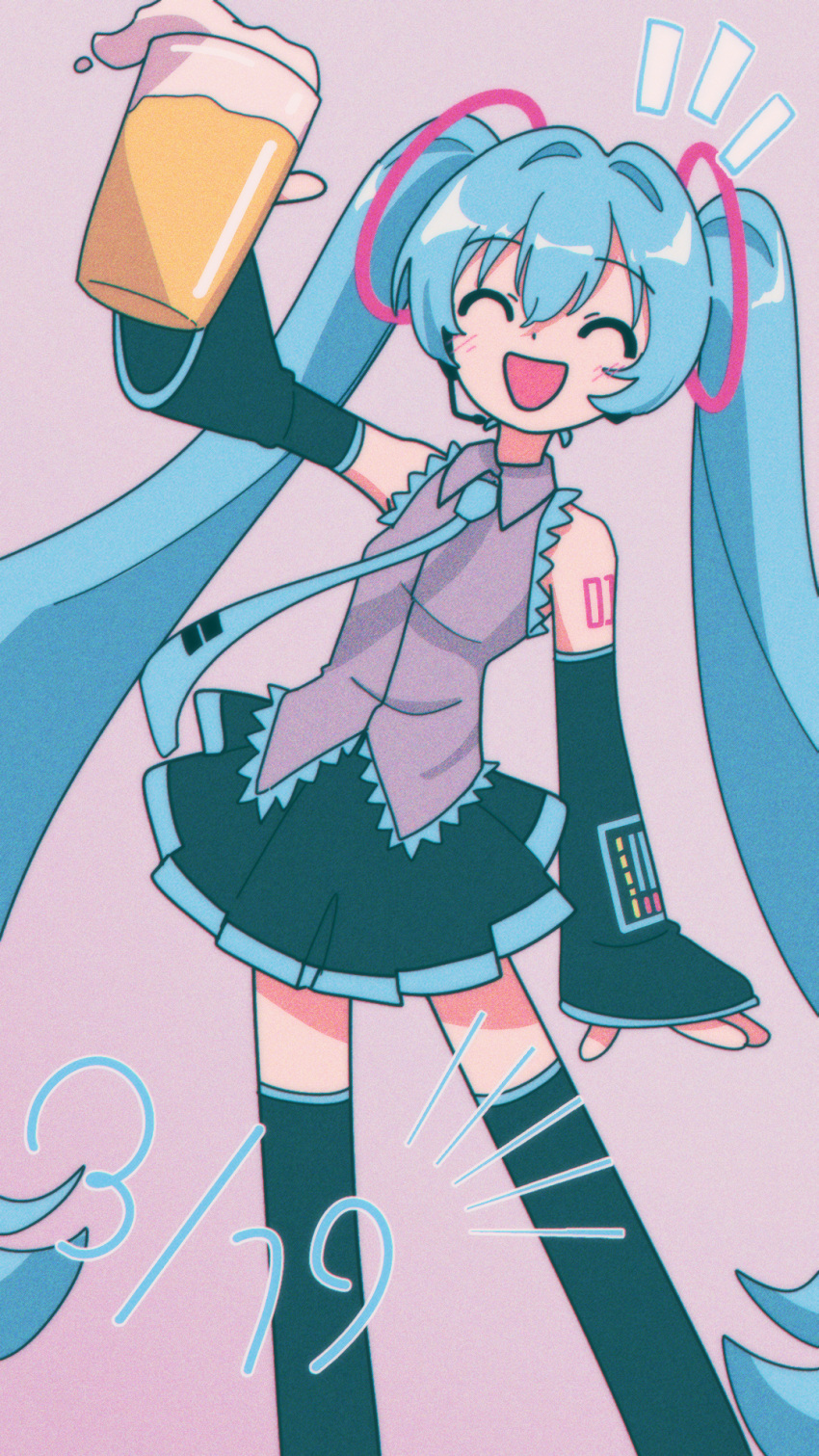 Safebooru - 1girl :d ^ ^ alcohol aqua hair aqua necktie bare shoulders ...