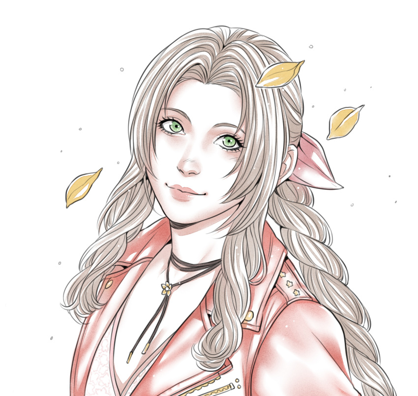 Safebooru - 1girl aerith gainsborough braid braided ponytail brown hair ...