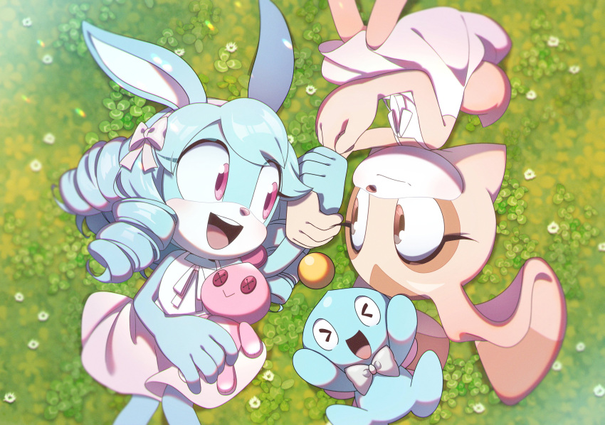 Safebooru - 2girls absurdres animal ears anya the rabbit blue fur blue hair brown eyes brown fur ...