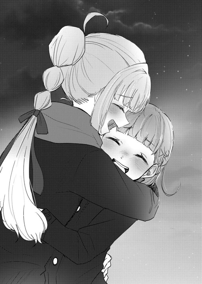 Safebooru - 2girls anyoji hime blunt bangs bow braid center-flap bangs ...