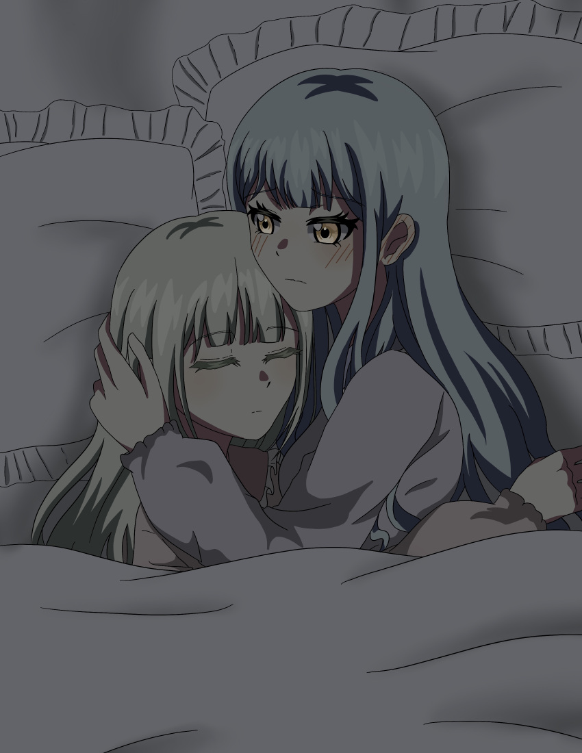 Safebooru - 2girls absurdres bang dream! bang dream! it's mygo!!!!! blue hair blush closed eyes ...