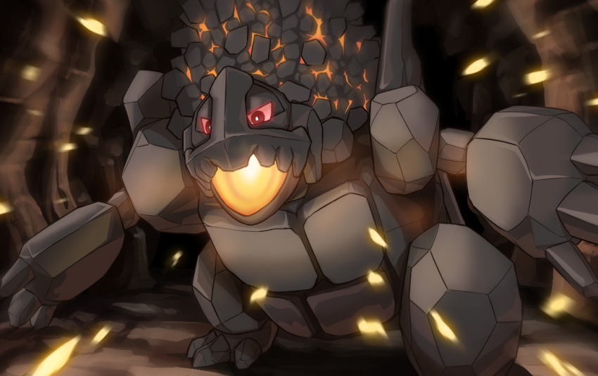 Safebooru - cave interior coal coalossal colored sclera embers glowing ...