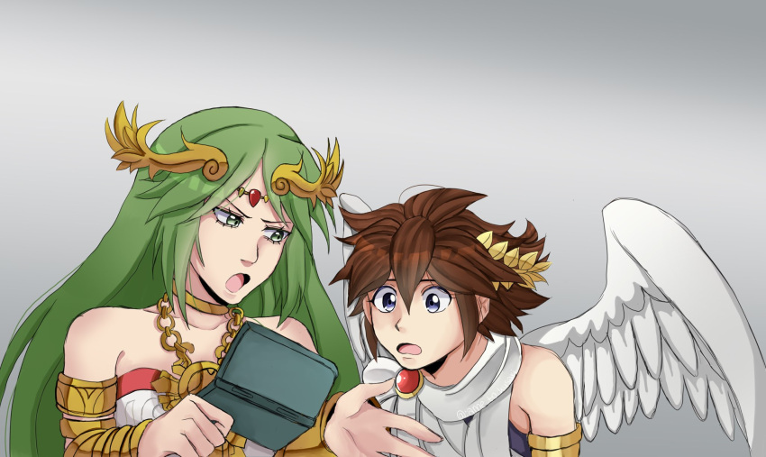 Safebooru - 1boy 1girl 3ds ame to kusari angel angel wings brown hair ...