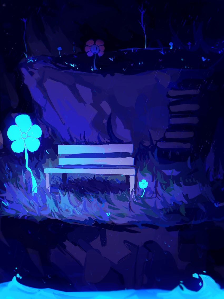 Safebooru - 1boy 2024 2d absurdres bench blue flower dark digital media ...