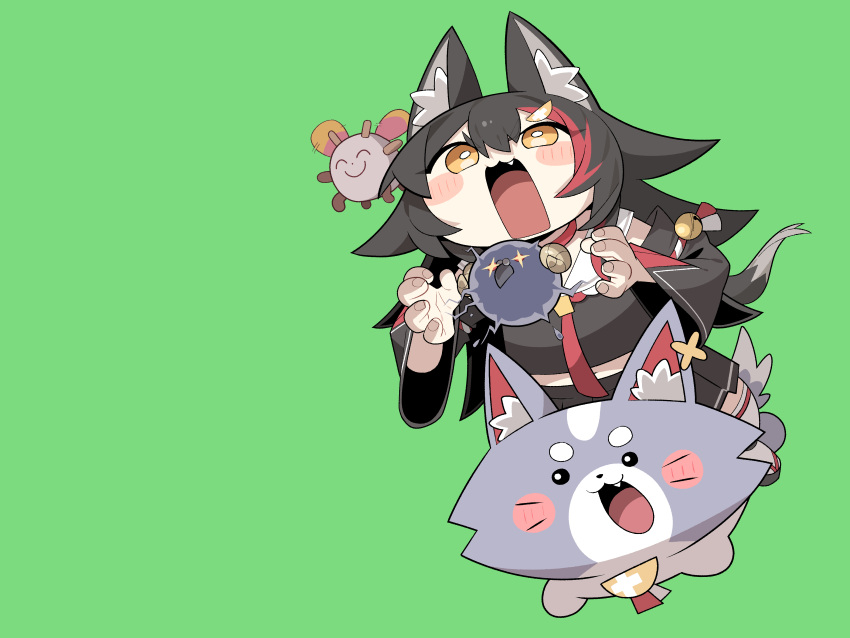 Safebooru - 1girl :3 :d absurdres animal ear fluff animal ears black ...