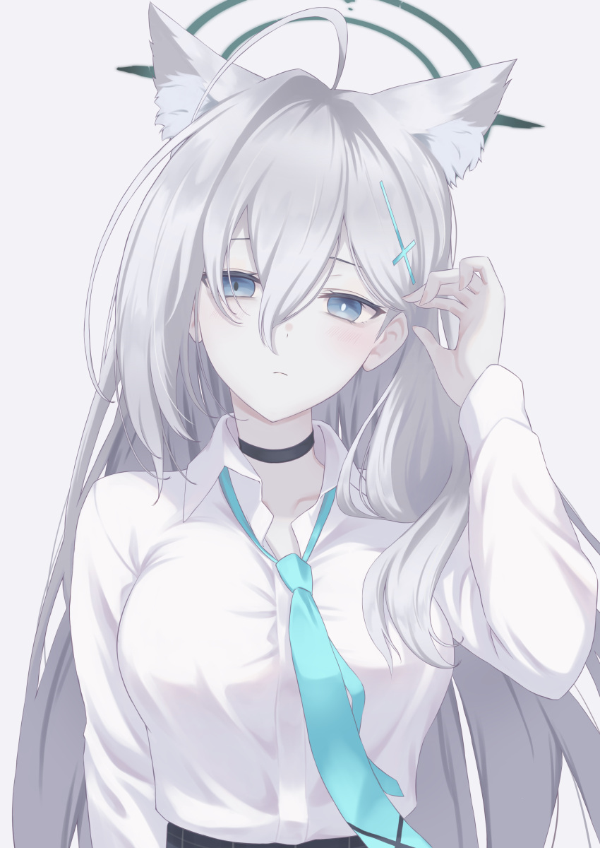 Safebooru - 1girl absurdres animal ear fluff animal ears black choker black halo blue archive ...