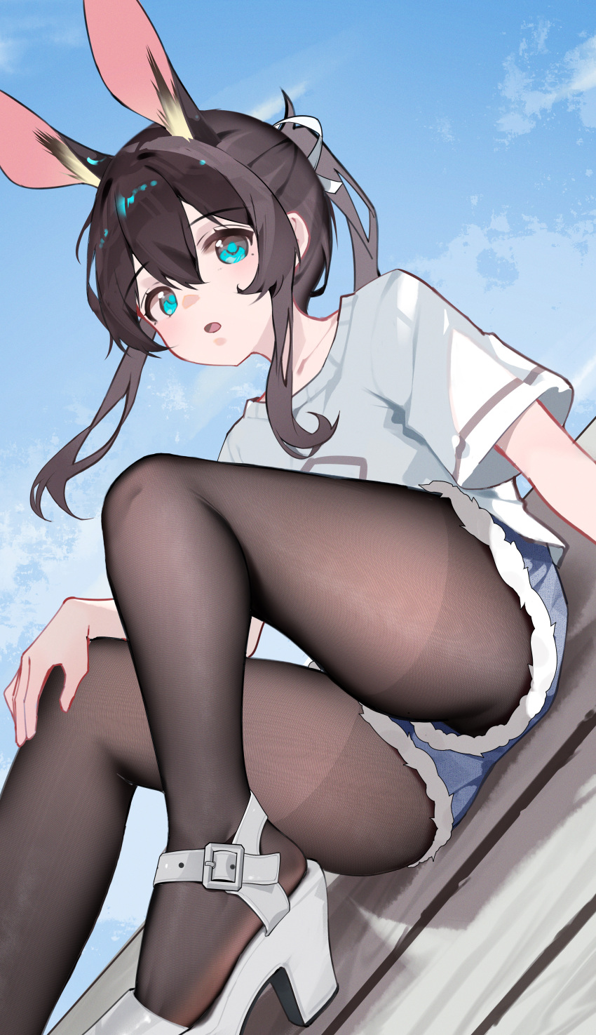 Safebooru - 1girl absurdres amiya (arknights) animal ears arknights black pantyhose blue eyes ...
