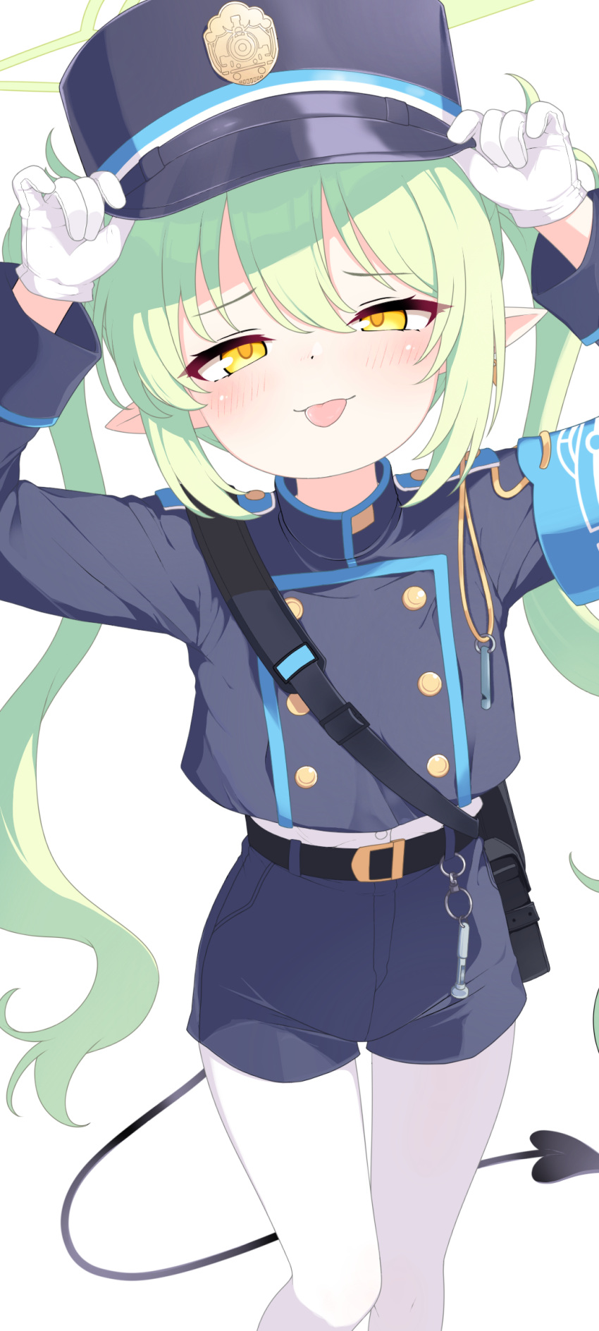 Safebooru - 1girl :p absurdres adjusting clothes adjusting headwear armband bag belt belt buckle ...