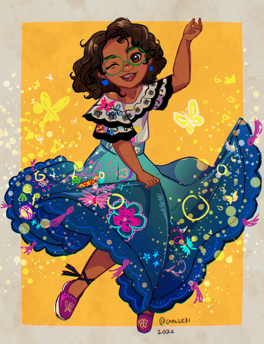 Safebooru - 1girl absurdres arepa brown hair bug butterfly chalse31 colombian clothes curly hair ...