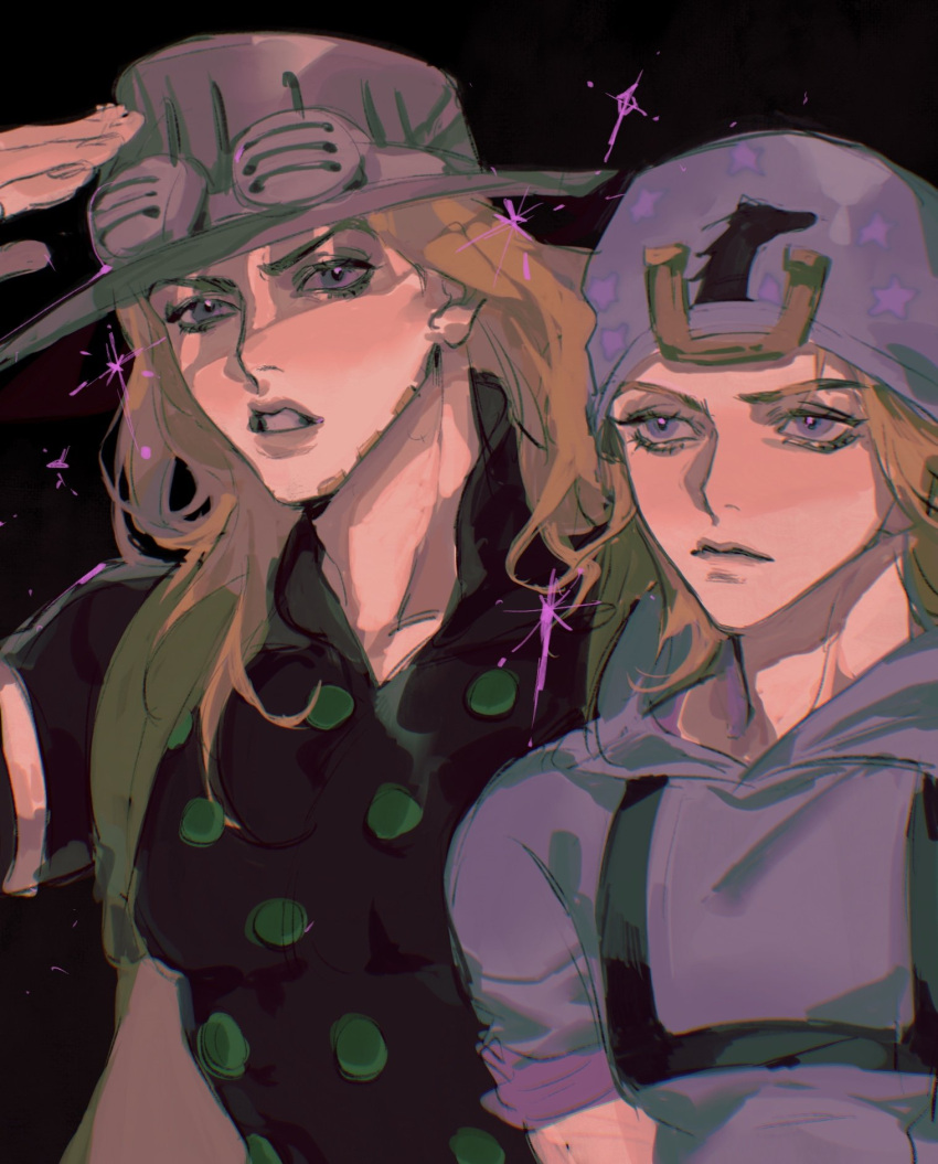 Safebooru - 2boys beanie beard cape facial hair gyro zeppeli hat ...