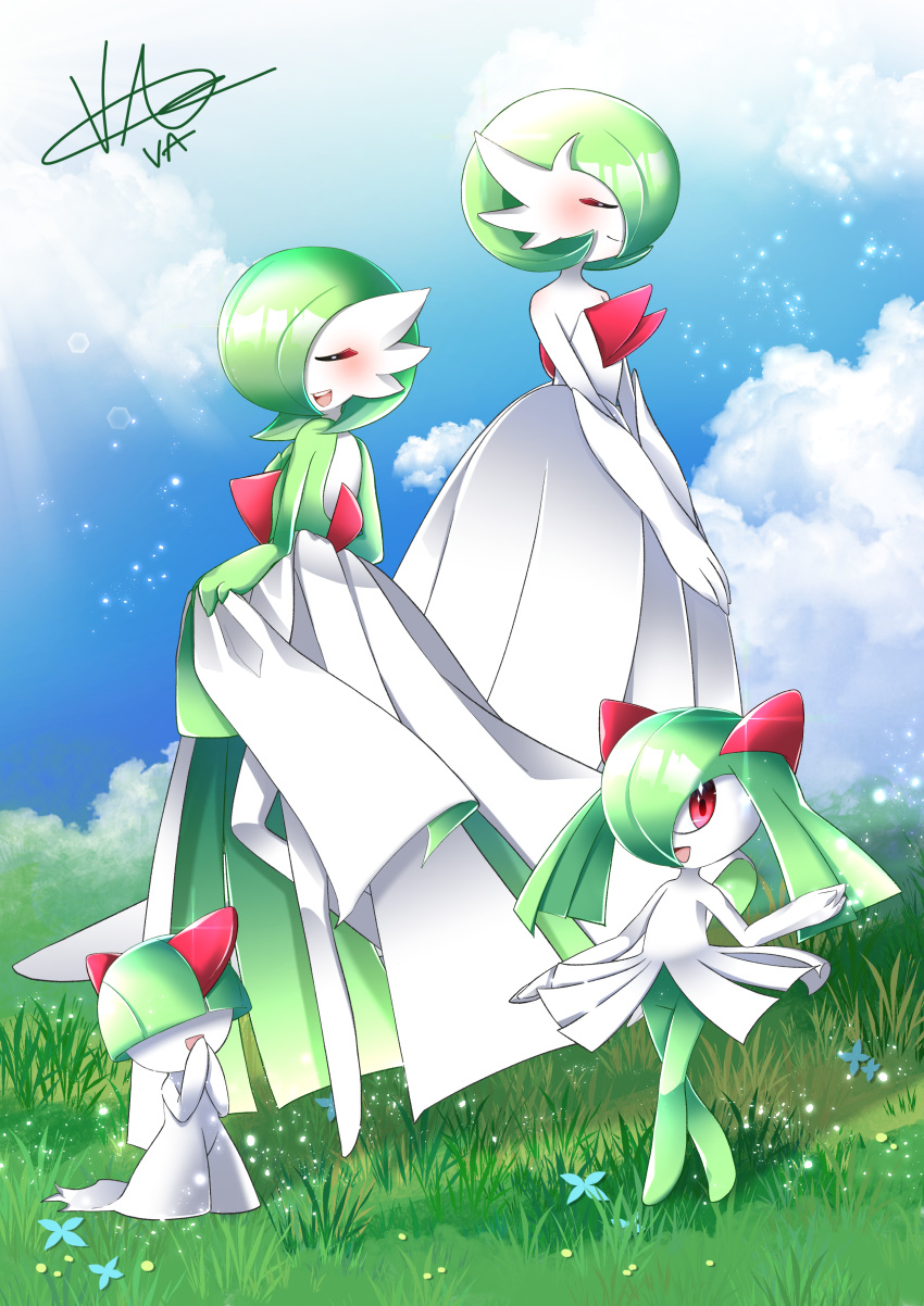 Safebooru - 1other 3girls absurdres artist name back bare shoulders ...
