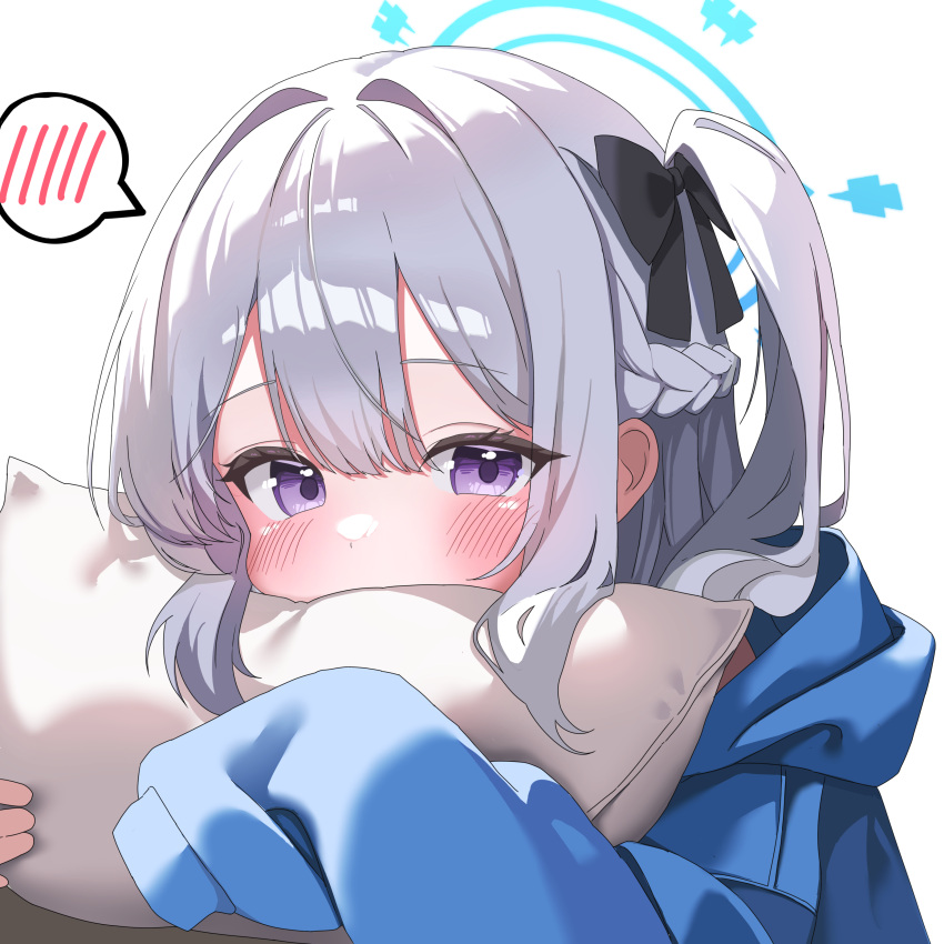 Safebooru - 1girl absurdres black bow blue archive blue hoodie blush bow commentary request ...