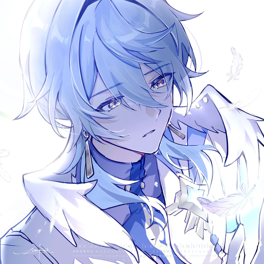 Safebooru - 1boy blue hair crying crying with eyes open earrings ...