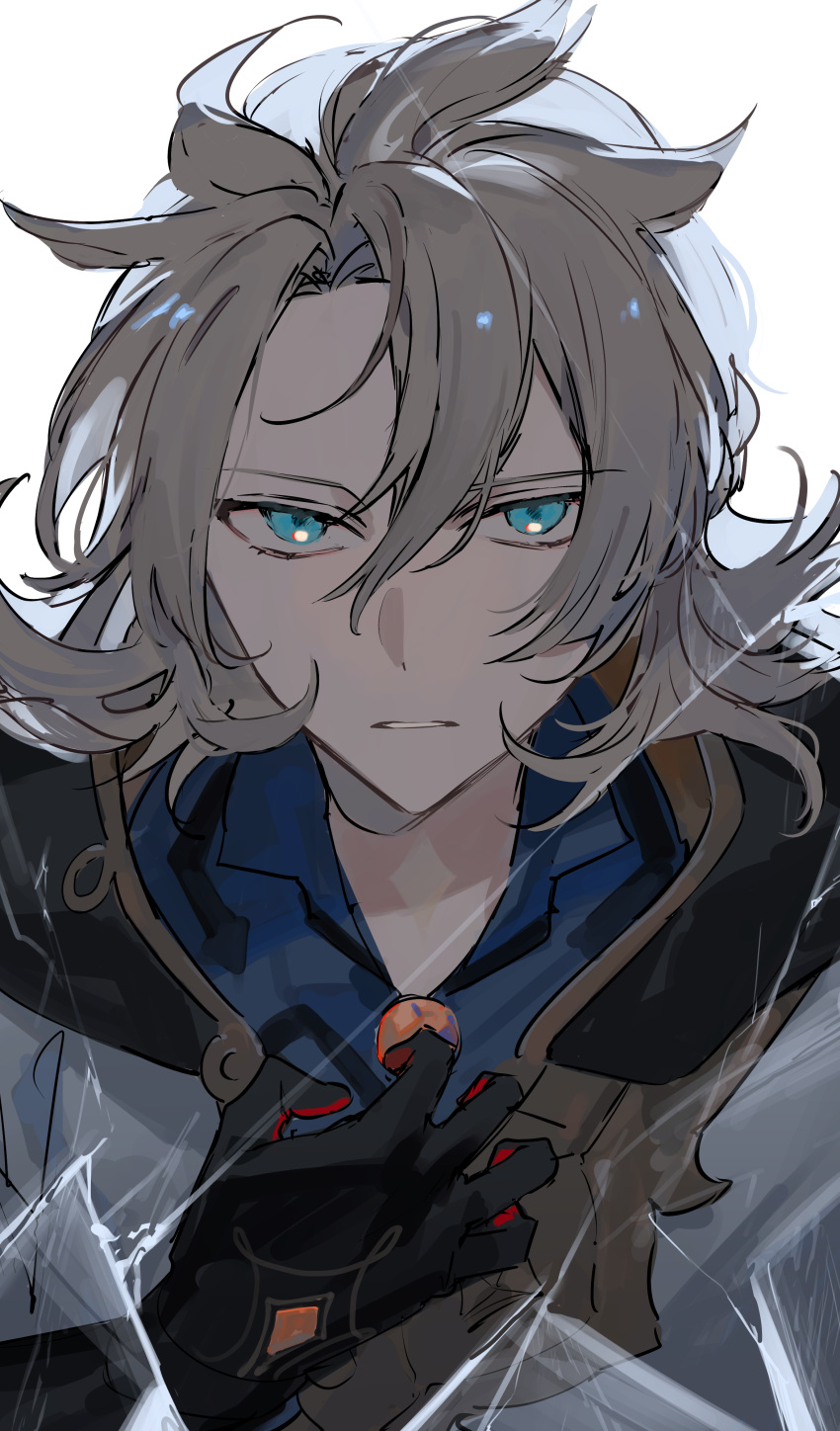 Safebooru - 1boy absurdres albedo (genshin impact) bangs blue shirt coat eyebrows visible ...