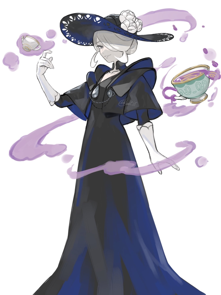 Safebooru - 1girl bangs black choker black dress black headwear chain choker cogita (pokemon ...