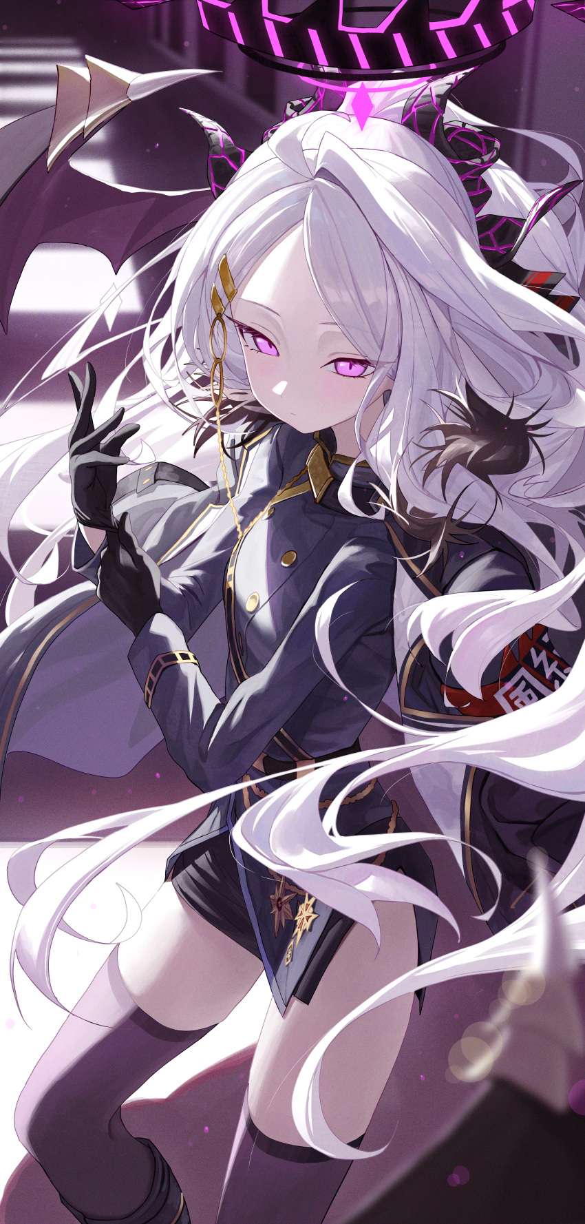 Safebooru - 1girl = hair ornament absurdres adjusting clothes adjusting gloves ahoge armband ...