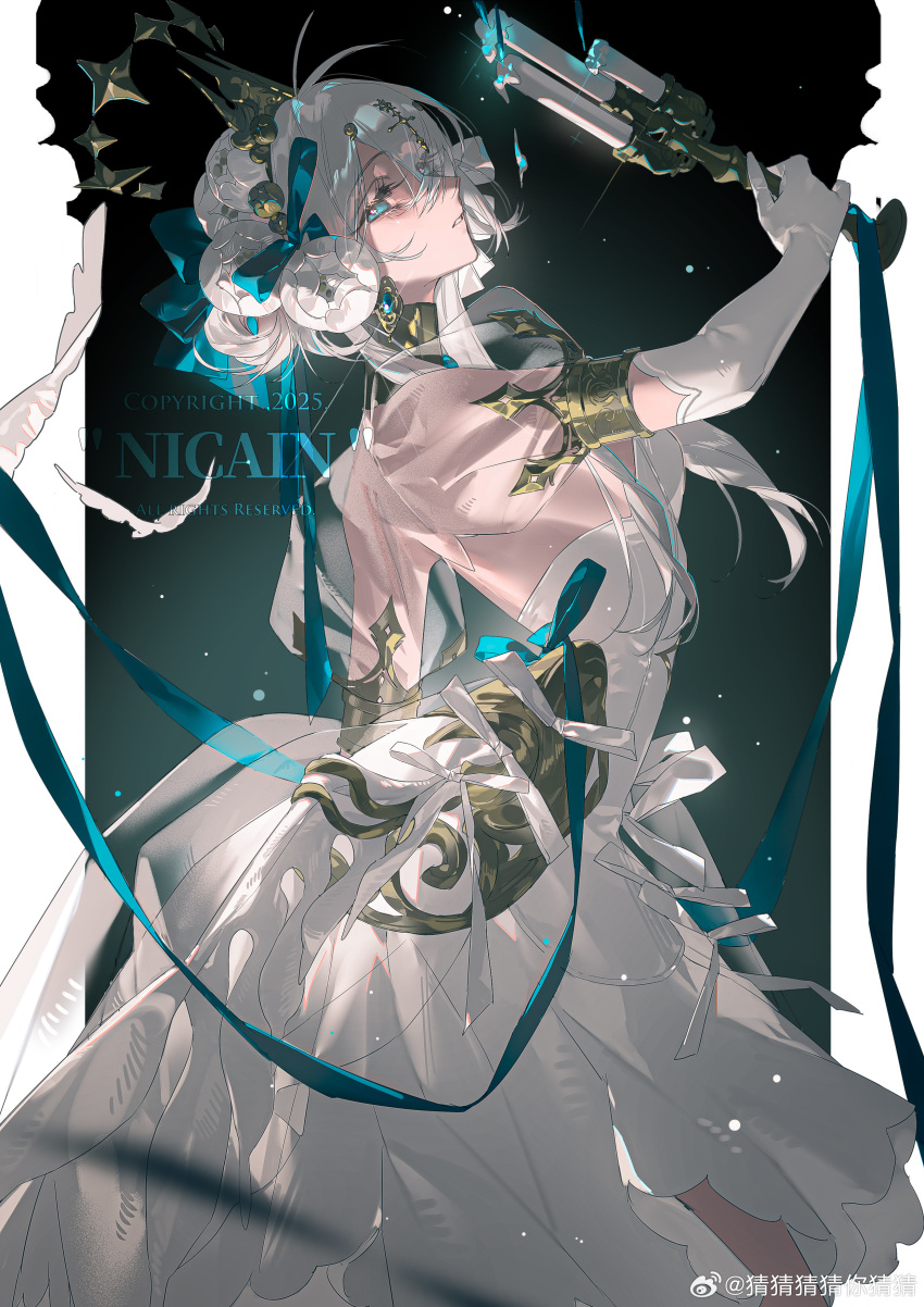 Safebooru - 1girl absurdres backless dress backless outfit bare shoulders blue eyes bow breasts ...