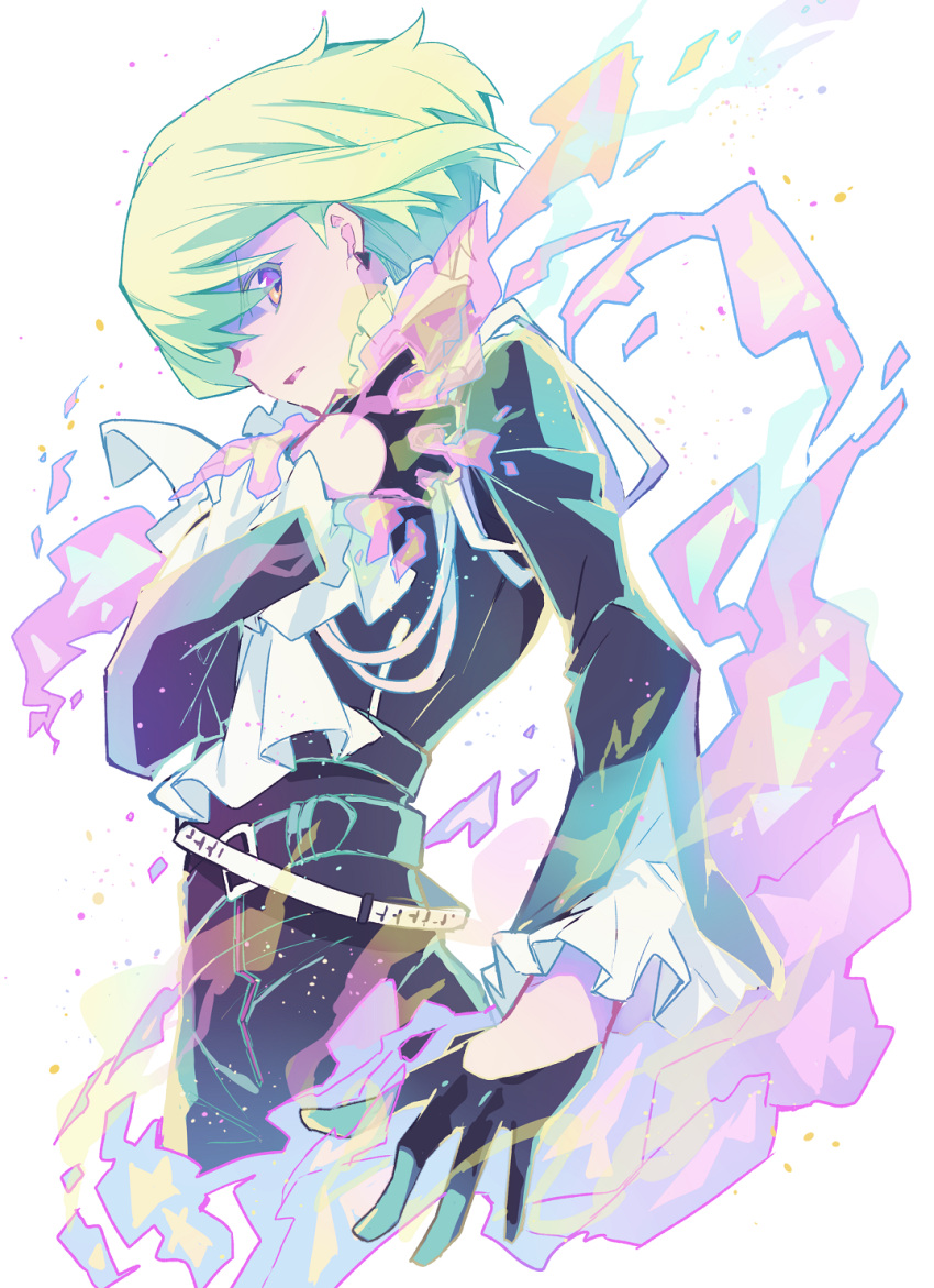 Safebooru - 1boy ascot bcoca belt belt buckle black belt black gloves black jacket blonde hair ...