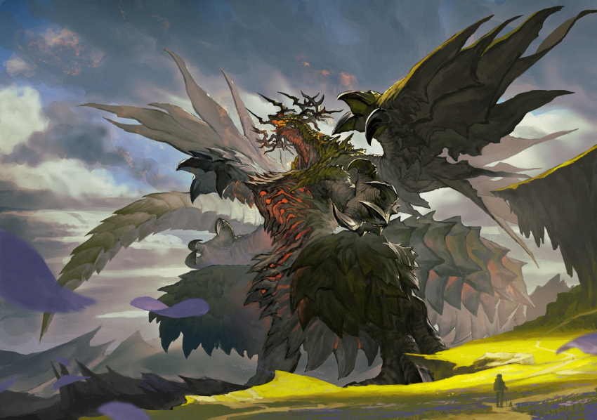 Safebooru - absurdres claws dragon dragon tail dragon wings fantasy full body giant giant ...