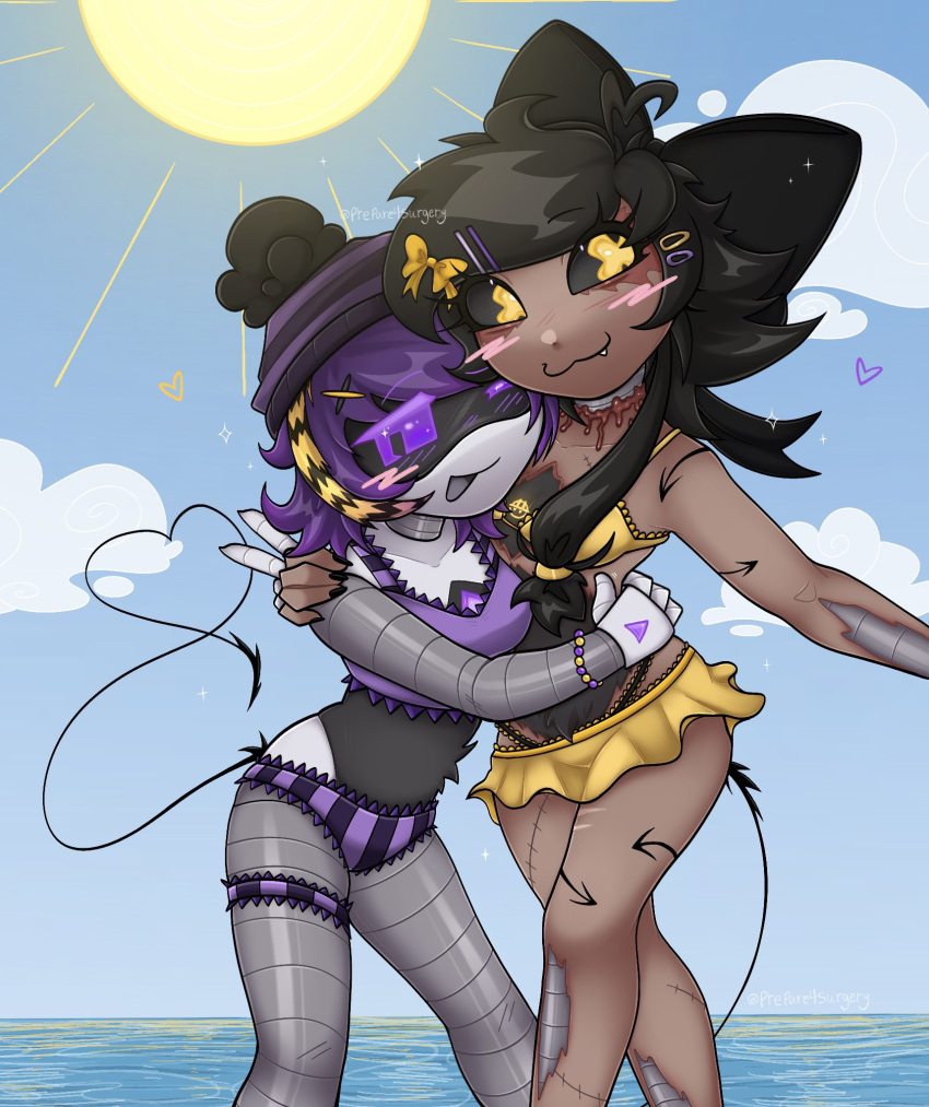 Safebooru - arm around waist beach bikini cyn (murder drones) dark-skinned female dark skin ...