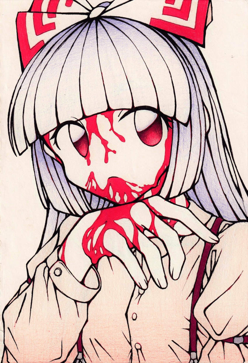 Safebooru - 1girl arm strap bleeding from forehead blood blood from ...