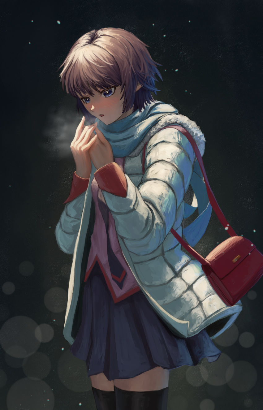 Safebooru - 1girl absurdres bag bakemonogatari black background coat ...