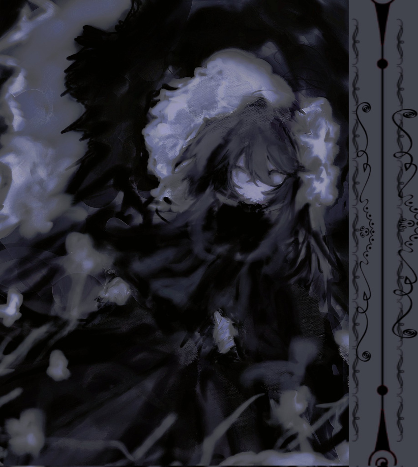 Safebooru - 1girl akama chlorine black cape black dress black hair bonnet cape dress frilled ...