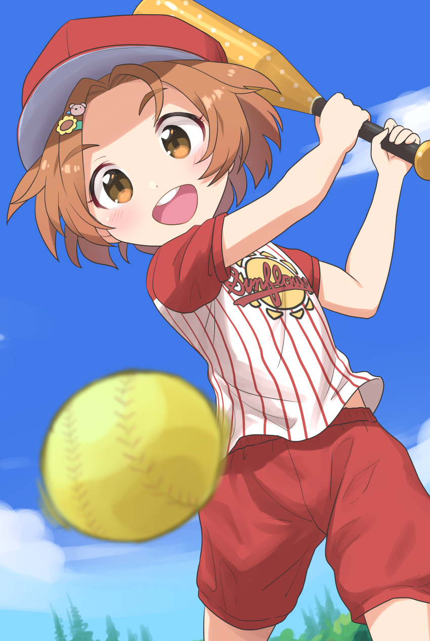 Safebooru - 1girl :d absurdres ball baseball (object) baseball bat ...