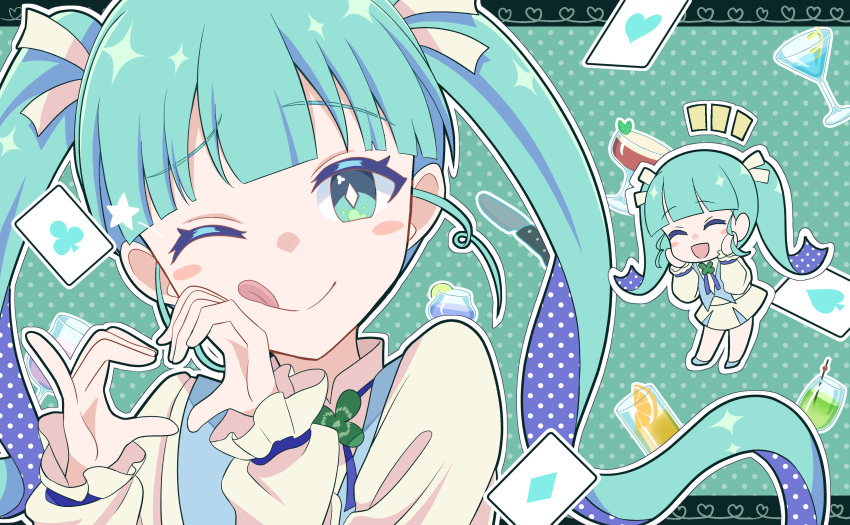 Safebooru - 1girl absurdres aqua eyes aqua hair card chibi closed mouth full body hatsune miku ...