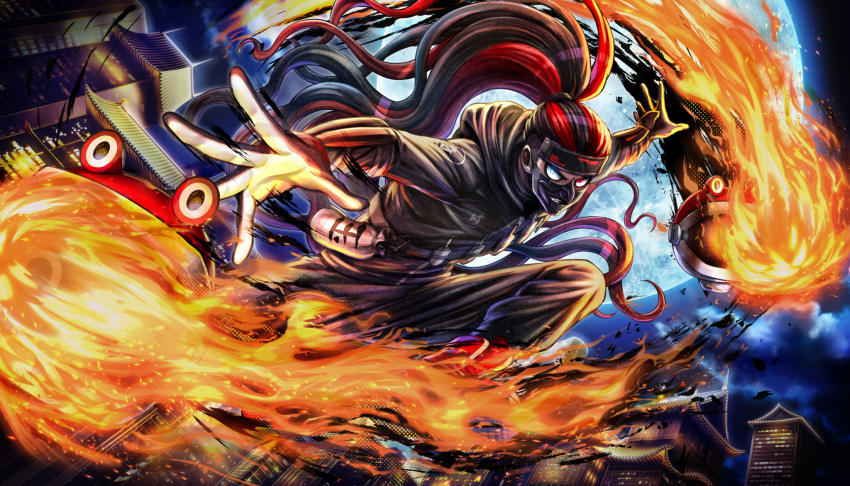 Safebooru - 1boy akiba ichinosuke black hair blue eyes fire forehead ...