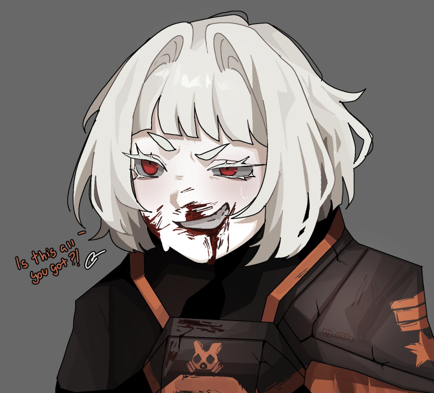 Safebooru - 1girl armor black armor blood blood from mouth blood on ...