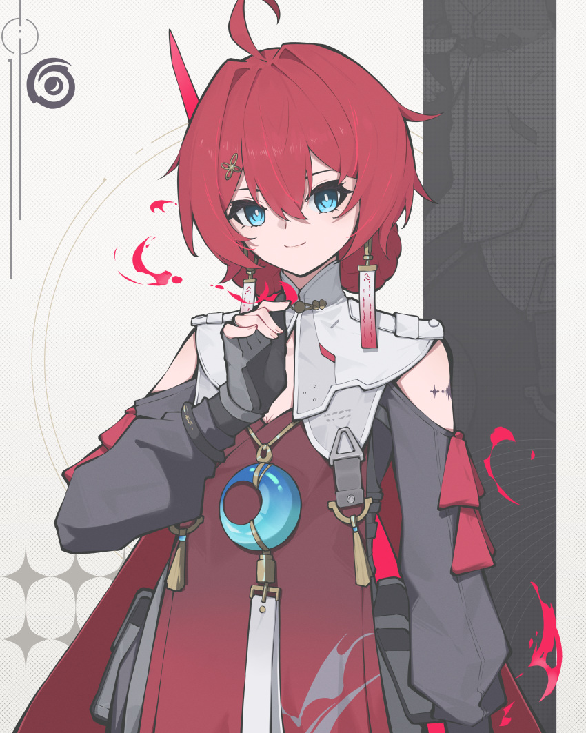 Safebooru - 1girl absurdres ahoge black gloves blue eyes chinese commentary closed mouth ...