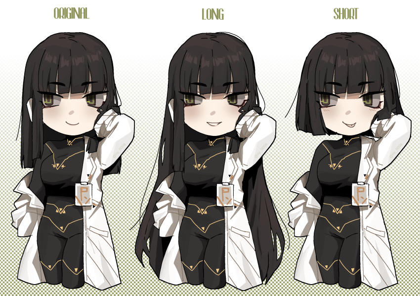 Safebooru - 1girl arm up black bodysuit black hair blush bob cut bodysuit cesara (project moon ...