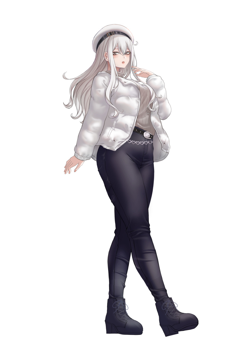 Safebooru - 1girl absurdres belt beret black belt black boots black pants boots breasts bright ...