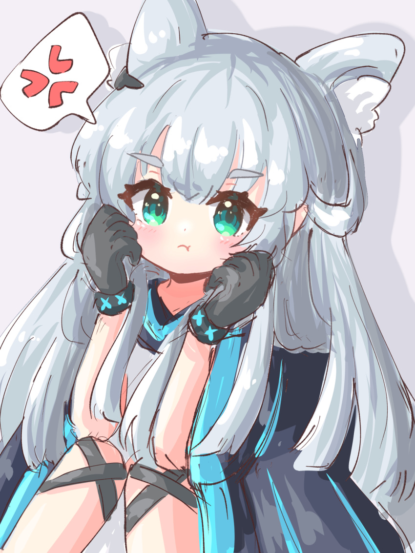 Safebooru - 1girl :t anger vein animal ears arknights black gloves black jacket blush cat ears ...