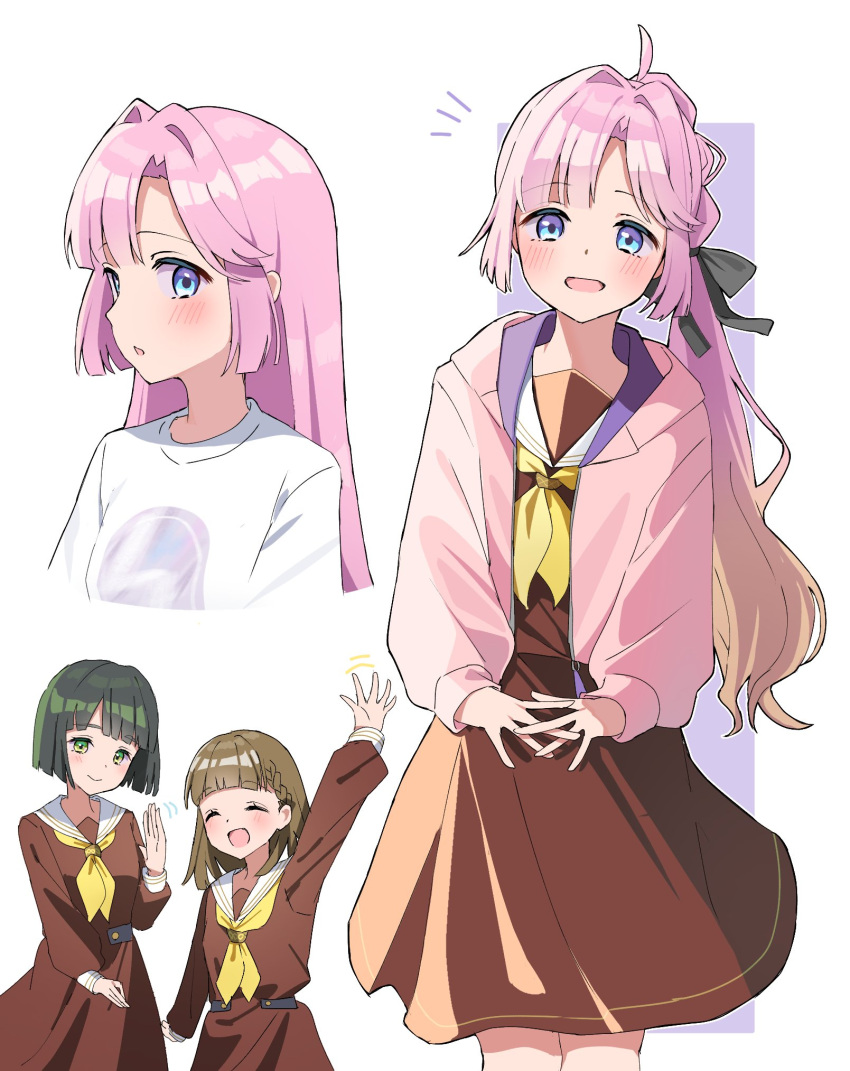 Safebooru - 3girls :d ^ ^ ahoge anyoji hime anyoji hime (summer loungewear) black hair blunt ...