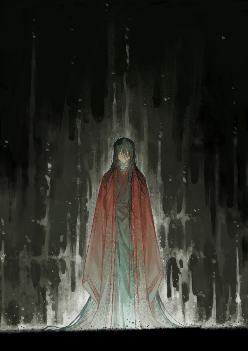 Safebooru - 1boy absurdly long hair absurdres bandaged neck bandages black hair black hanfu ...