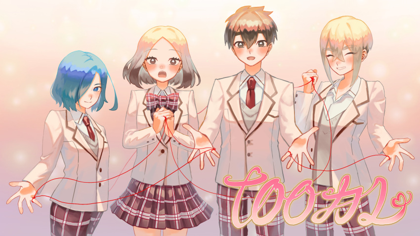 Safebooru 1boy 3girls Aijou Rentarou Blonde Hair Blue Eyes Blue 2733