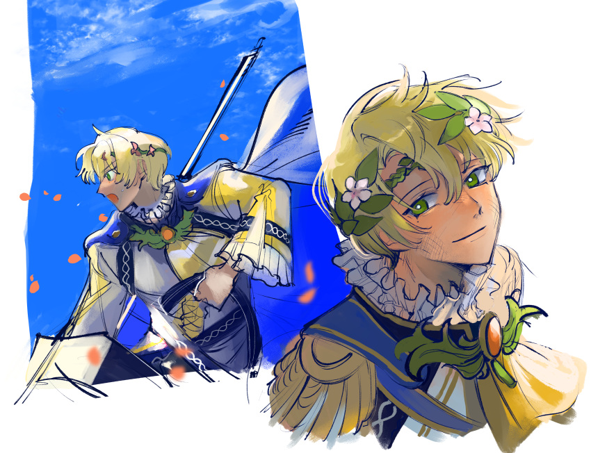 Safebooru - 1boy absurdres alfred (fire emblem) ascot blonde hair blue cape cape circlet fire ...