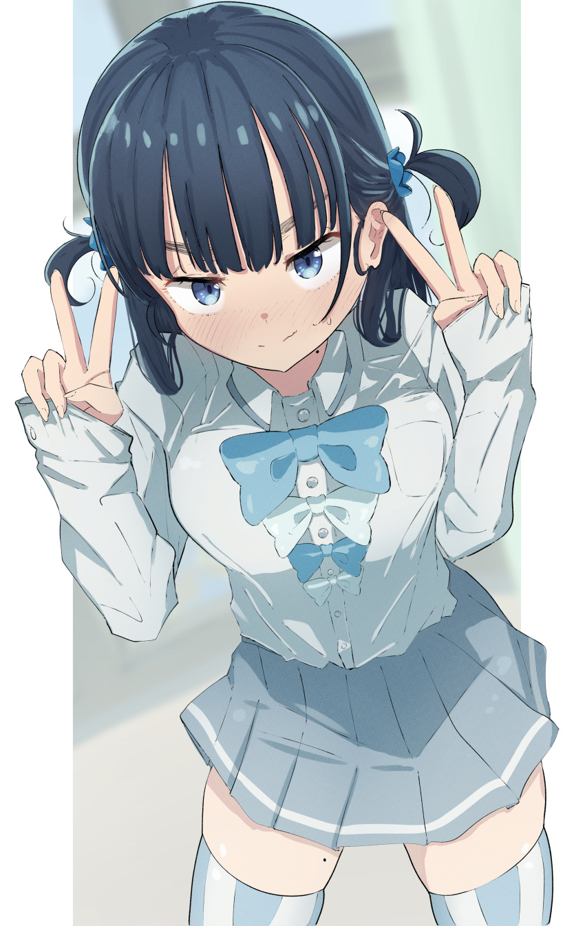 Safebooru - 1girl absurdres basori tiara blue bow blue bowtie blue eyes blue hair blush bow ...