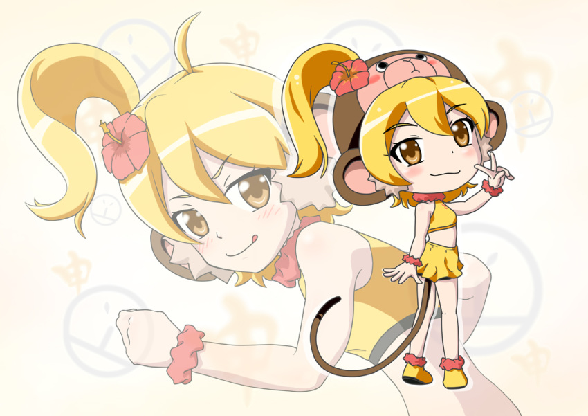 Safebooru - 1girl animal ears blonde hair etotama kii-tan monkey ears monkey girl yellow eyes ...