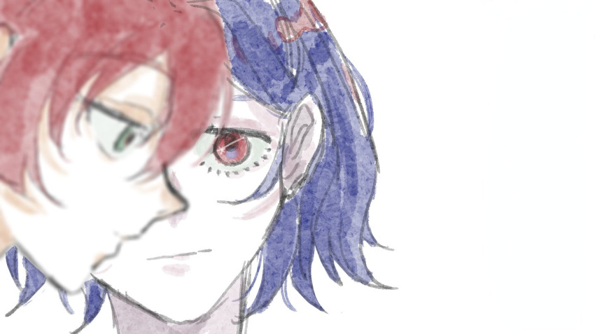 Safebooru 1boy 1girl Amate Yuzuriha Aqua Eyes Blue Hair Close Up 8310