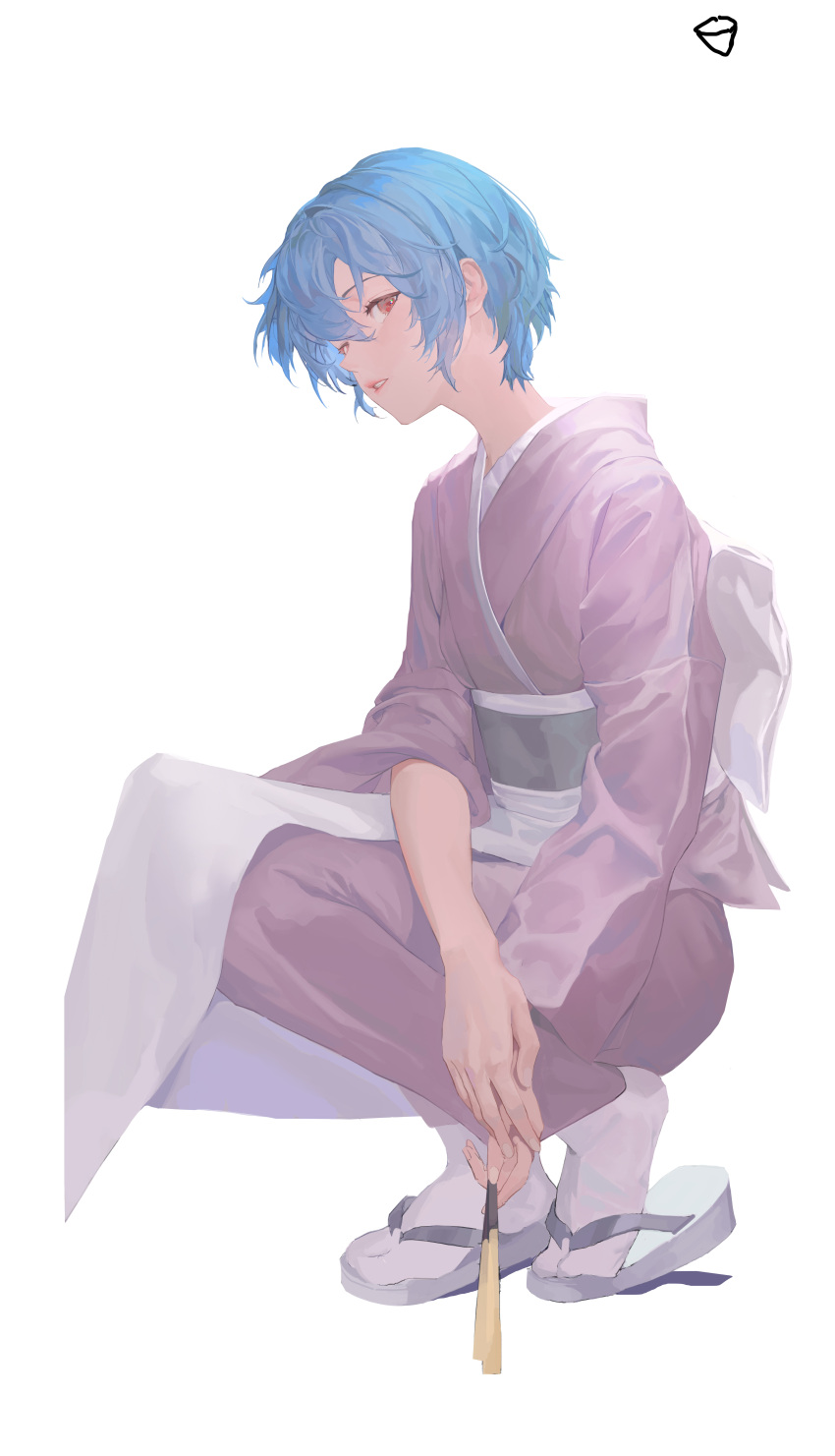 Safebooru - 1girl absurdres ayanami rei blue hair eva (metal gear) hand fan highres holding ...