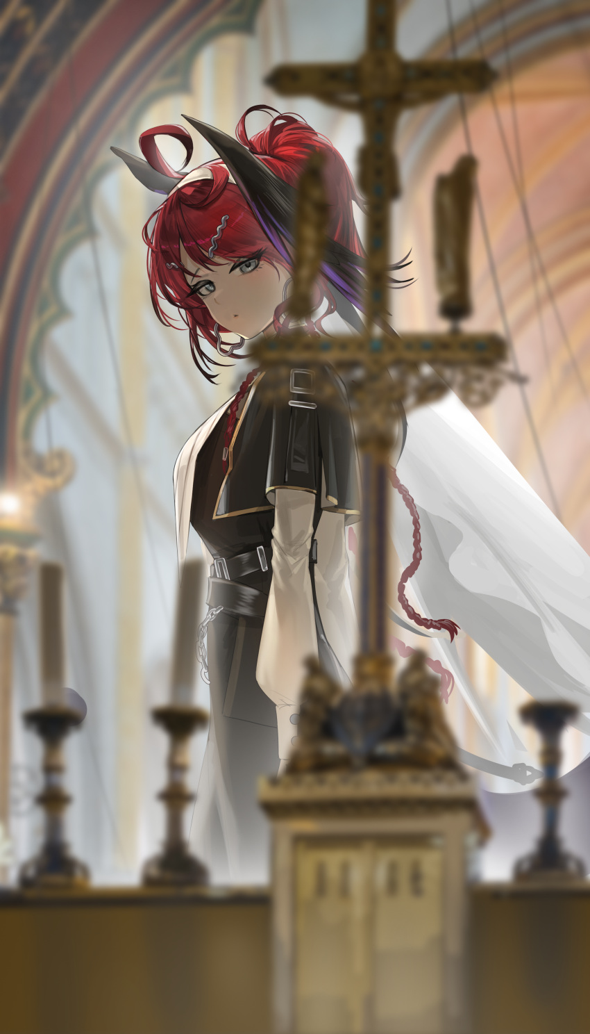 Safebooru - 1girl absurdres ahoge arknights belt black belt black dress blurry blurry foreground ...