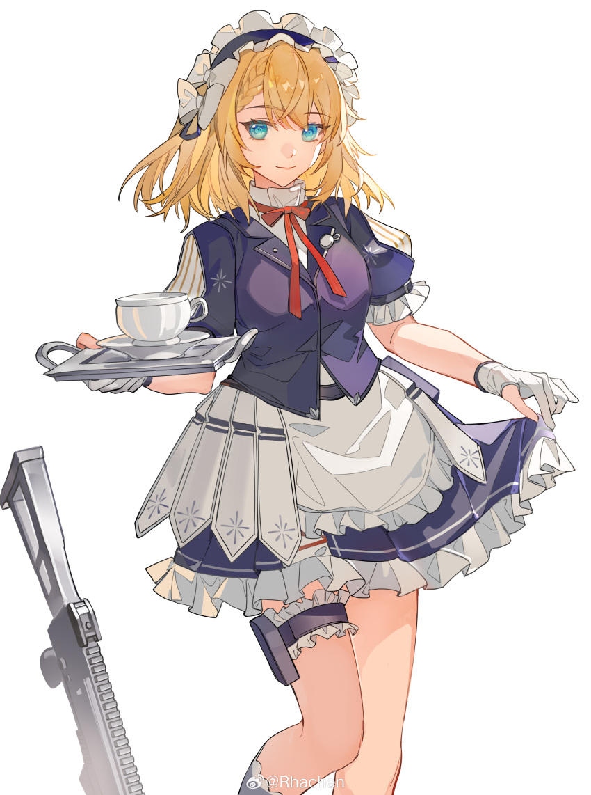 Safebooru - 1girl absurdres assault rifle blonde hair blue eyes blue jacket centaureissi (girls ...