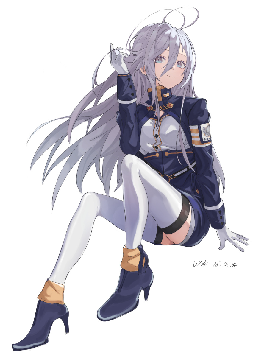 Safebooru - 1girl 86 -eightysix- absurdres ankle boots antenna hair belt blue boots blue jacket ...