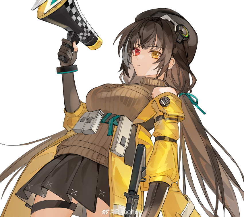 Safebooru - 1girl absurdres beret black hat black skirt brown hair colt ...