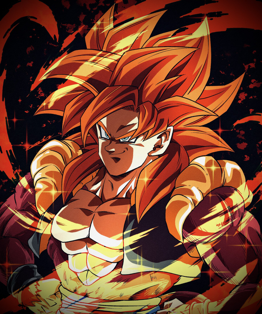 Safebooru - 1boy abs absurdres blue eyes blue sash body fur dragon ball ...